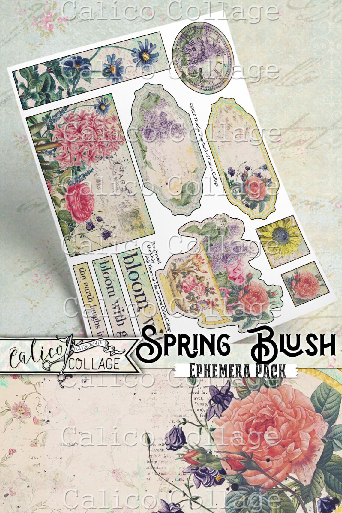 Printable Junk Journal Ephemera Pack Spring Blush Garden - Etsy