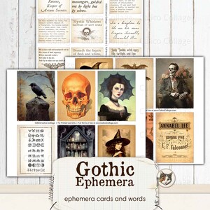 Gothic Ephemera Junk Journal Printable, Halloween Ephemera Words, Junk ...