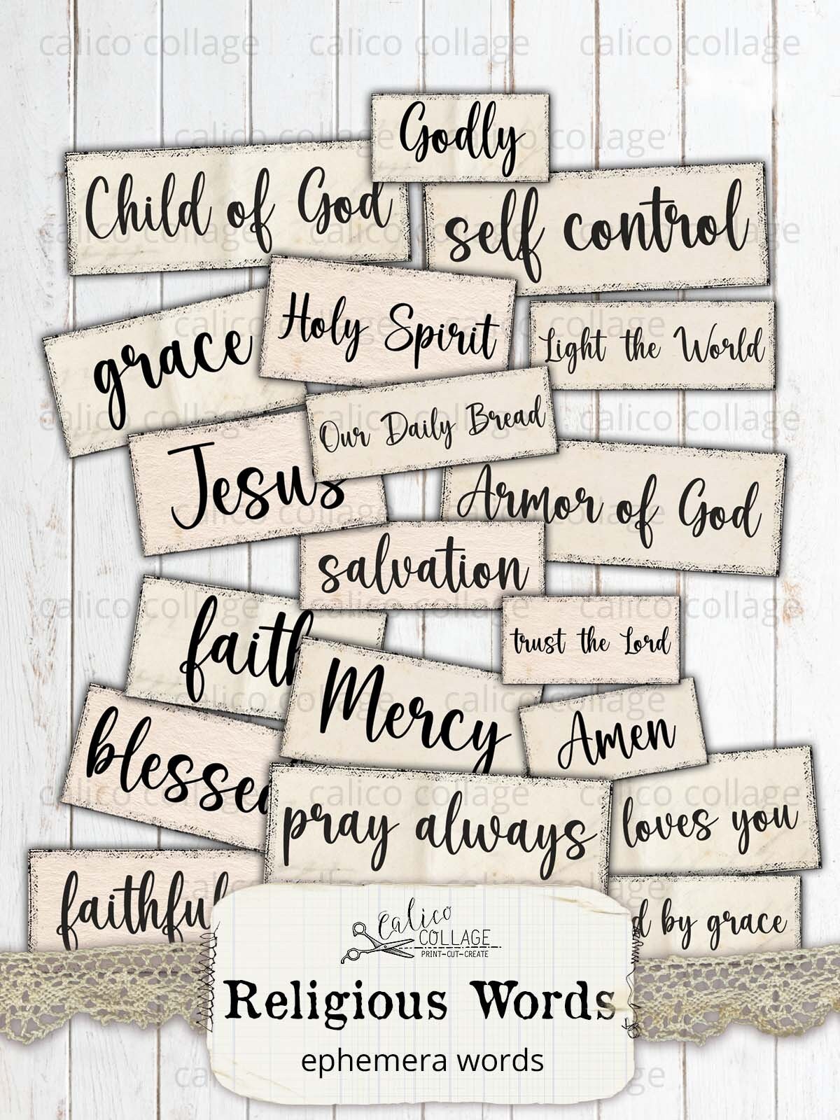 Religious Ephemera Words Printable Bible Journaling - Etsy