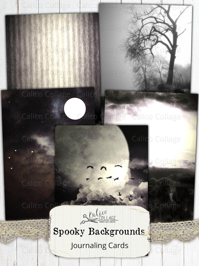 Printable Spooky Backgrounds Journaling Cards Halloween Mixed | Etsy Canada
