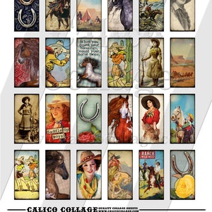 Cowgirls, Domino Collage Sheet, 1x2 Inch Images, Southwest Images ...