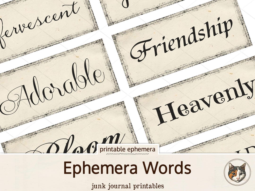 Printable Ephemera Words, Junk Journal Supplies, Scrapbook Ephemera ...