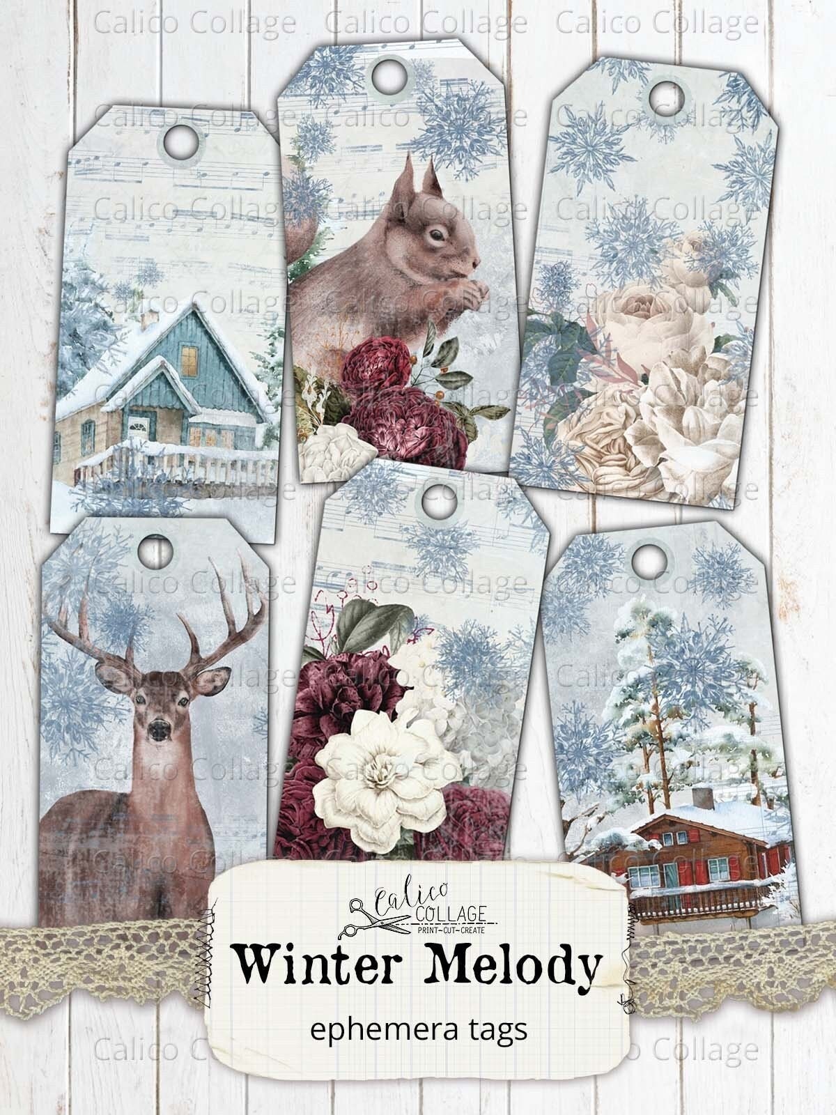 Printable Winter Ephemera Tags Winter Melody Ephemera Pack - Etsy