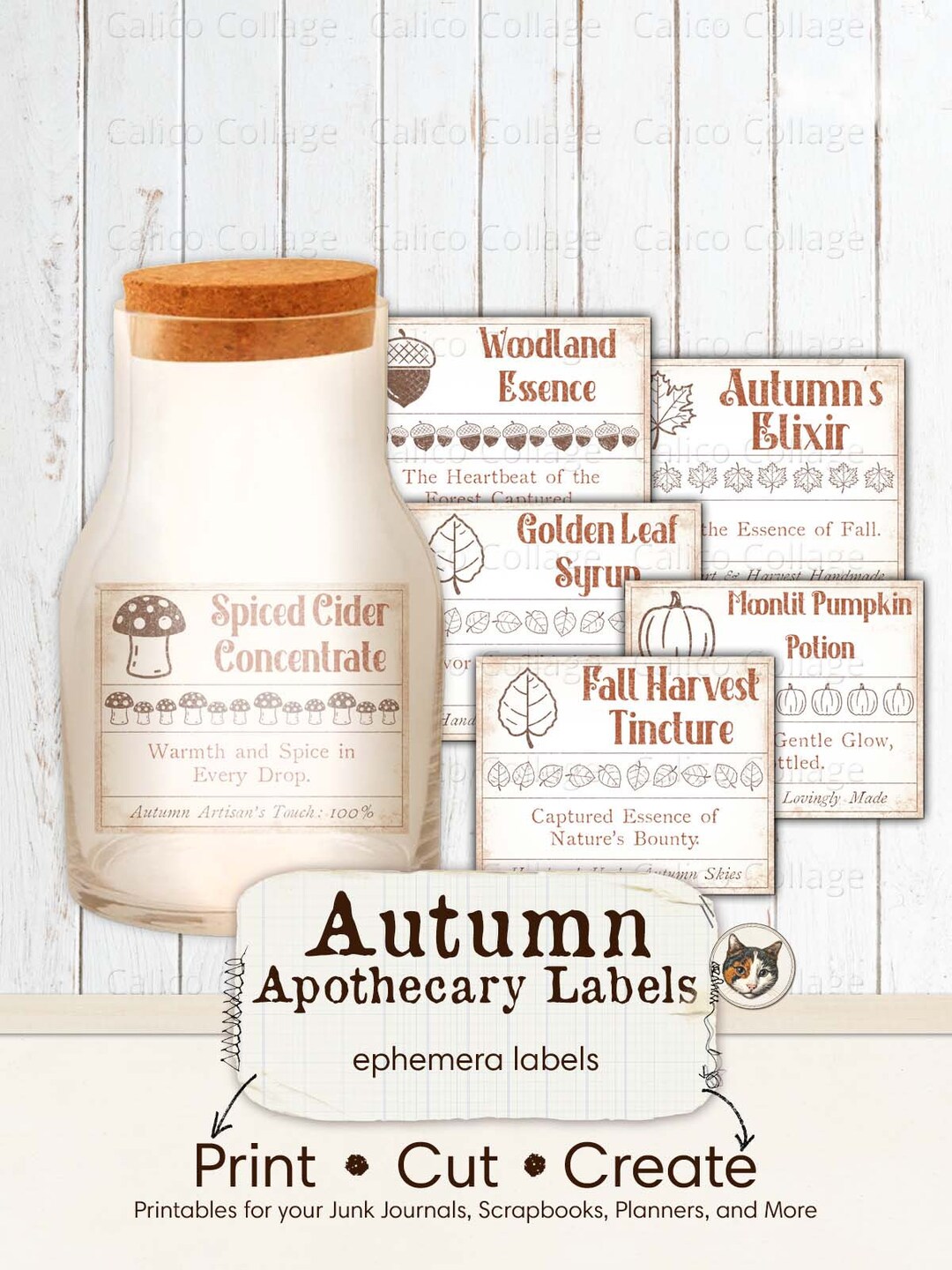 Autumn Apothecary Labels, Printable Fall Ephemera, Vintage Autumn ...