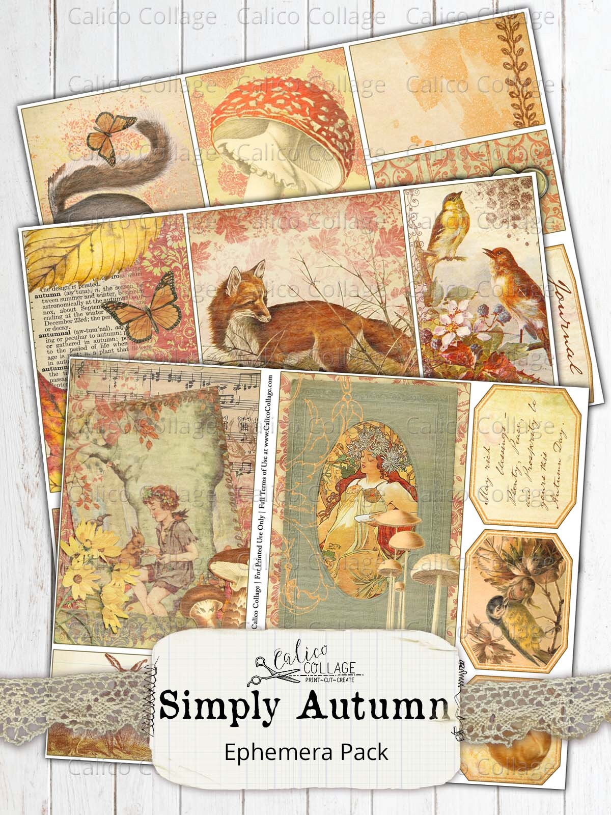 Simply Autumn Ephemera, Fall Digital Junk Journal Supplies, Ephemera ...
