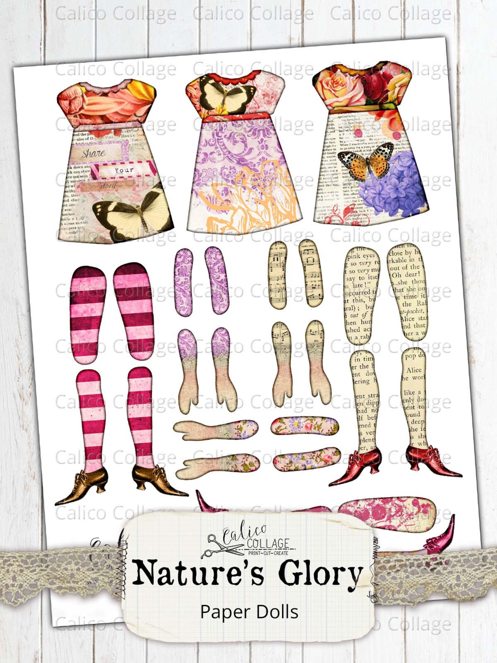 Printable Garden Paper Dolls, Nature's Glory Ephemera, Decoupage ...
