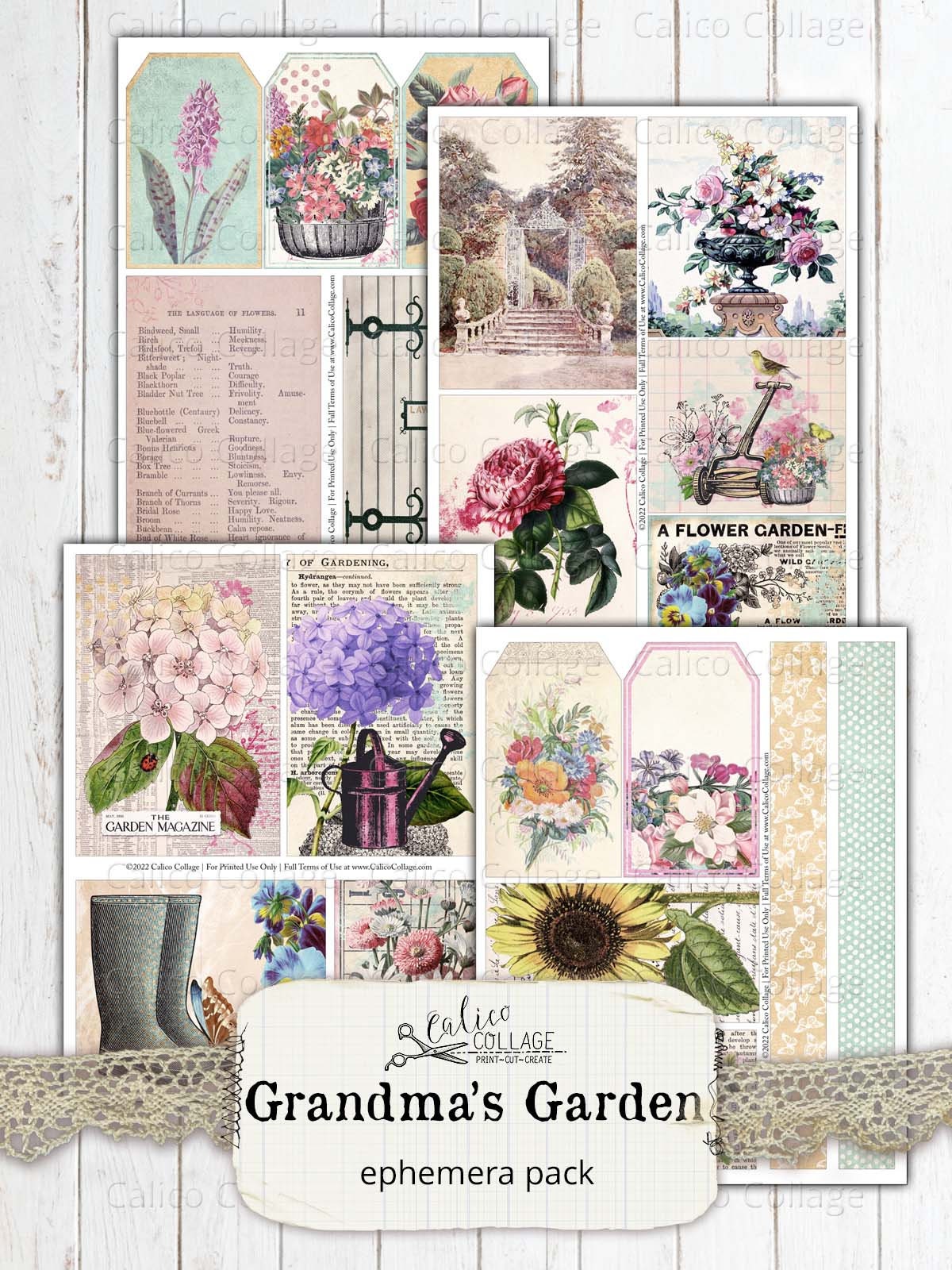 Garden Ephemera Pack Vintage Botanical Printable Junk - Etsy