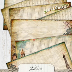 Printable Travel Junk Journal Kit Pages, Journaling Paper, Travel ...