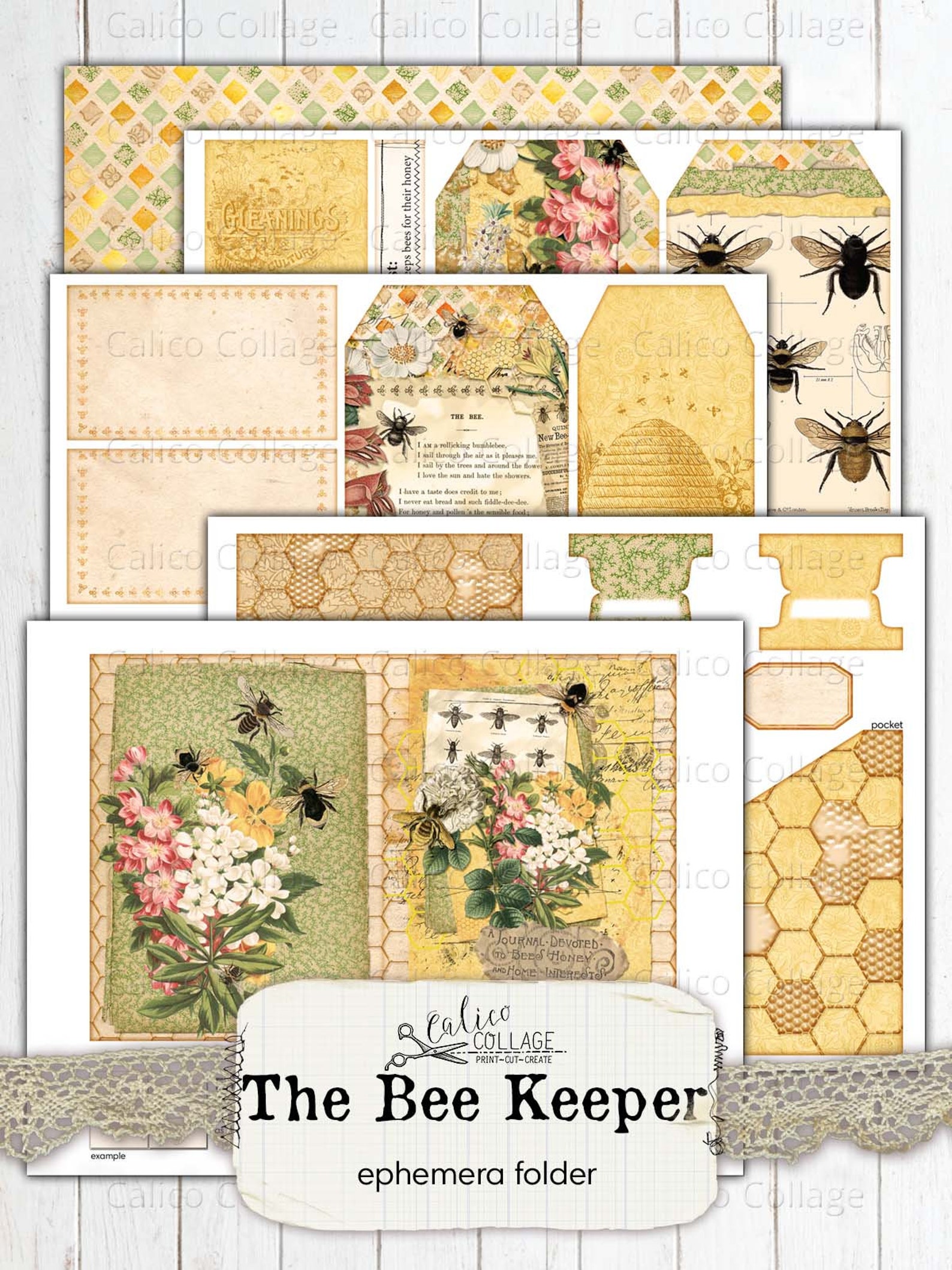 Bee Ephemera Folder Printable Beekeeper Ephemera Folio - Etsy