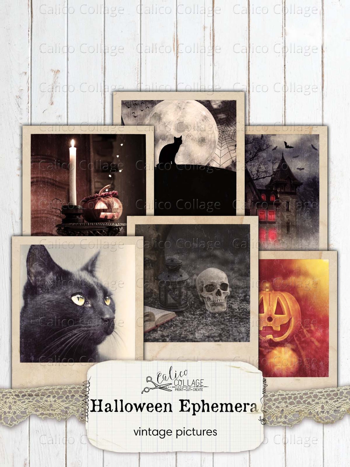 Halloween Ephemera Junk Journal Printable, Spooky Pictures Printable ...