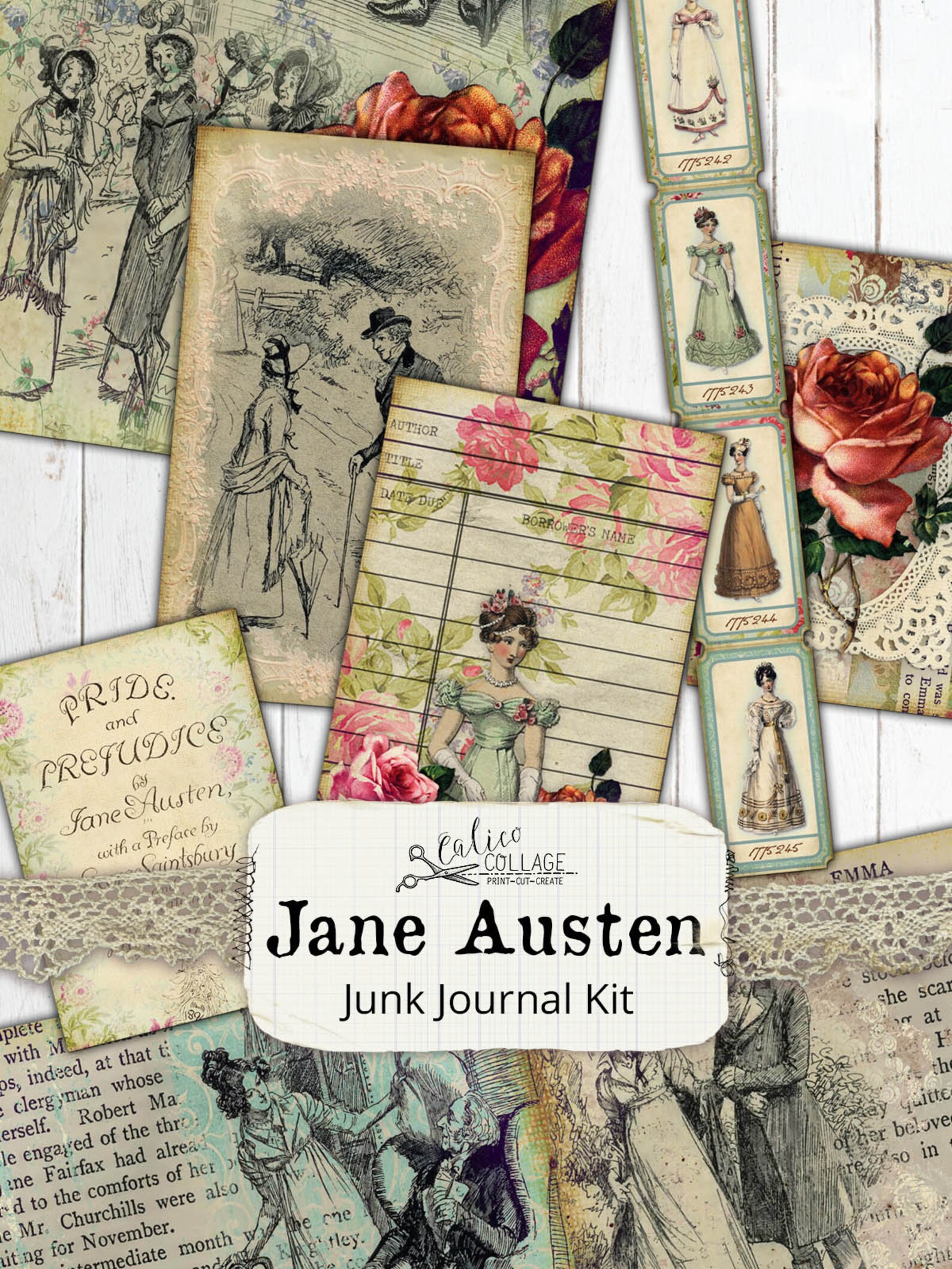 Jane Austen Printable Junk Journal Kit Ephemera Pack, Regency Ephemera ...