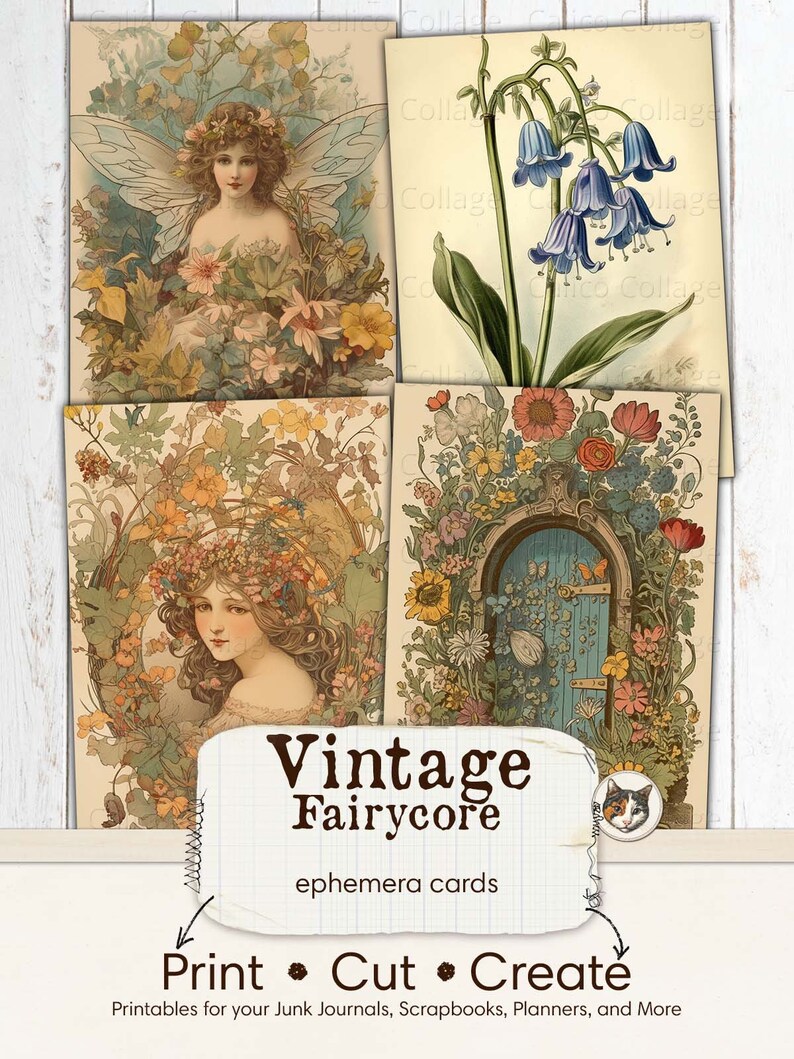 Fairy Ephemera for Junk Journals, Printable Fairycore Ephemera Cards ...