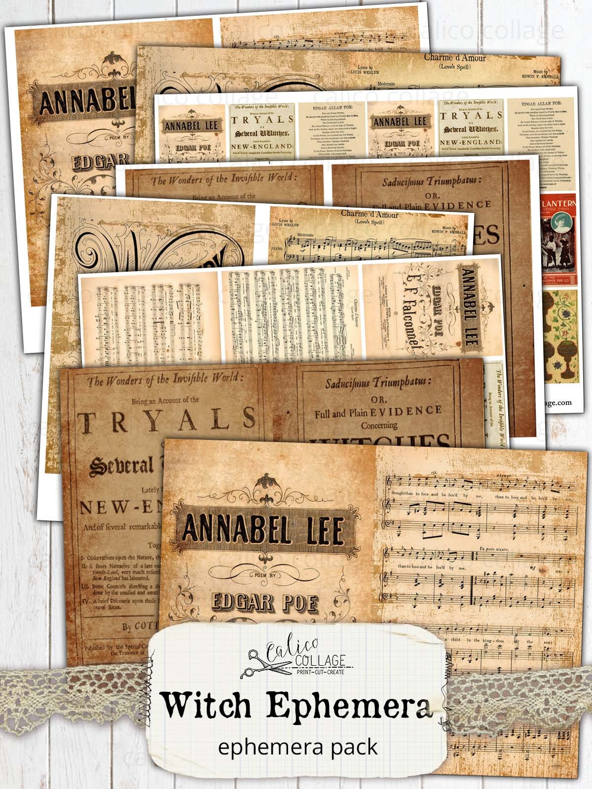 Printable Halloween Ephemera, Witch Ephemera, Junk Journal Kit, Vintage ...