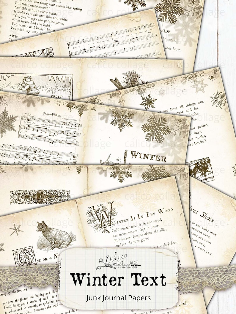 Printable Winter Book Pages Junk Journal Papers Journal - Etsy