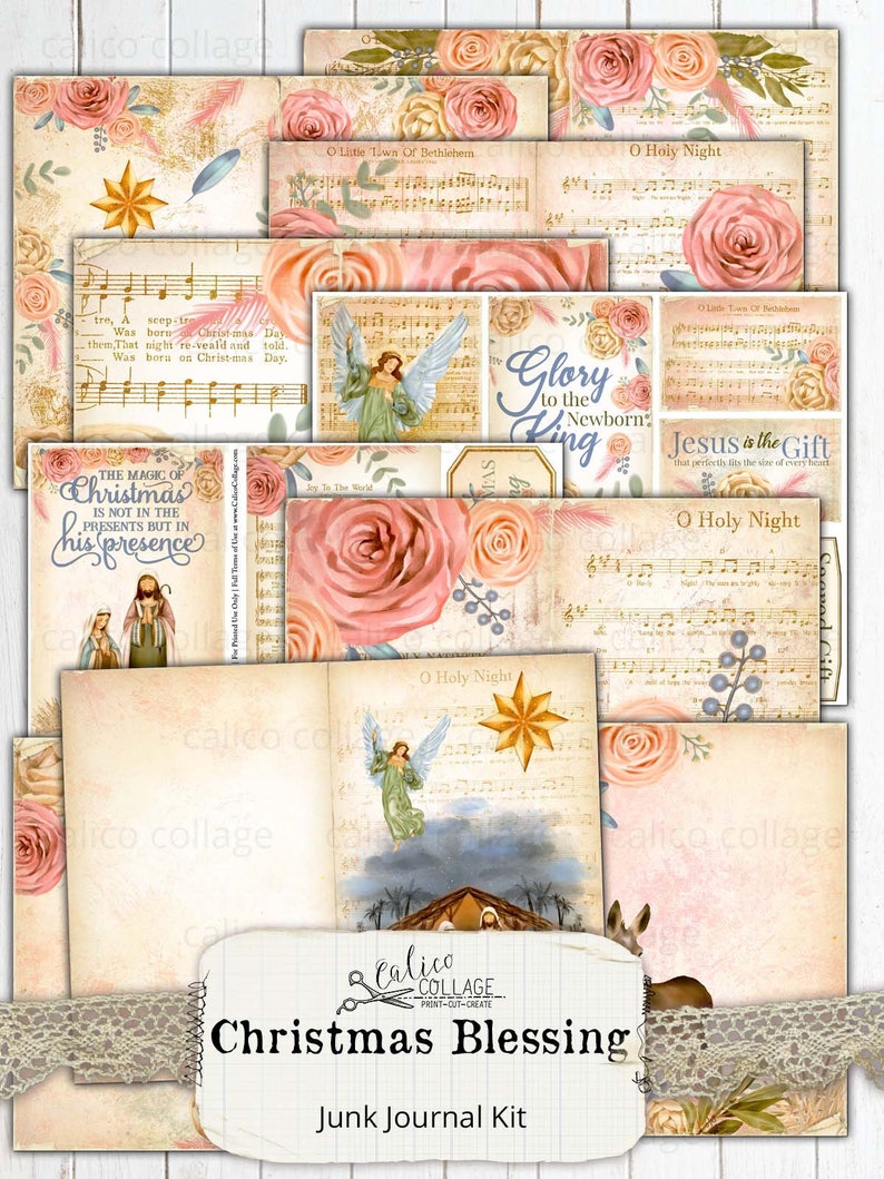Christmas Blessing Junk Journal Kit Printable Journal | Etsy