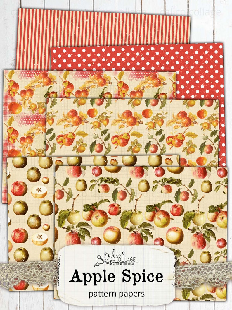 Autumn Apple Junk Journal Digital Paper Kit, Printable Stationary ...