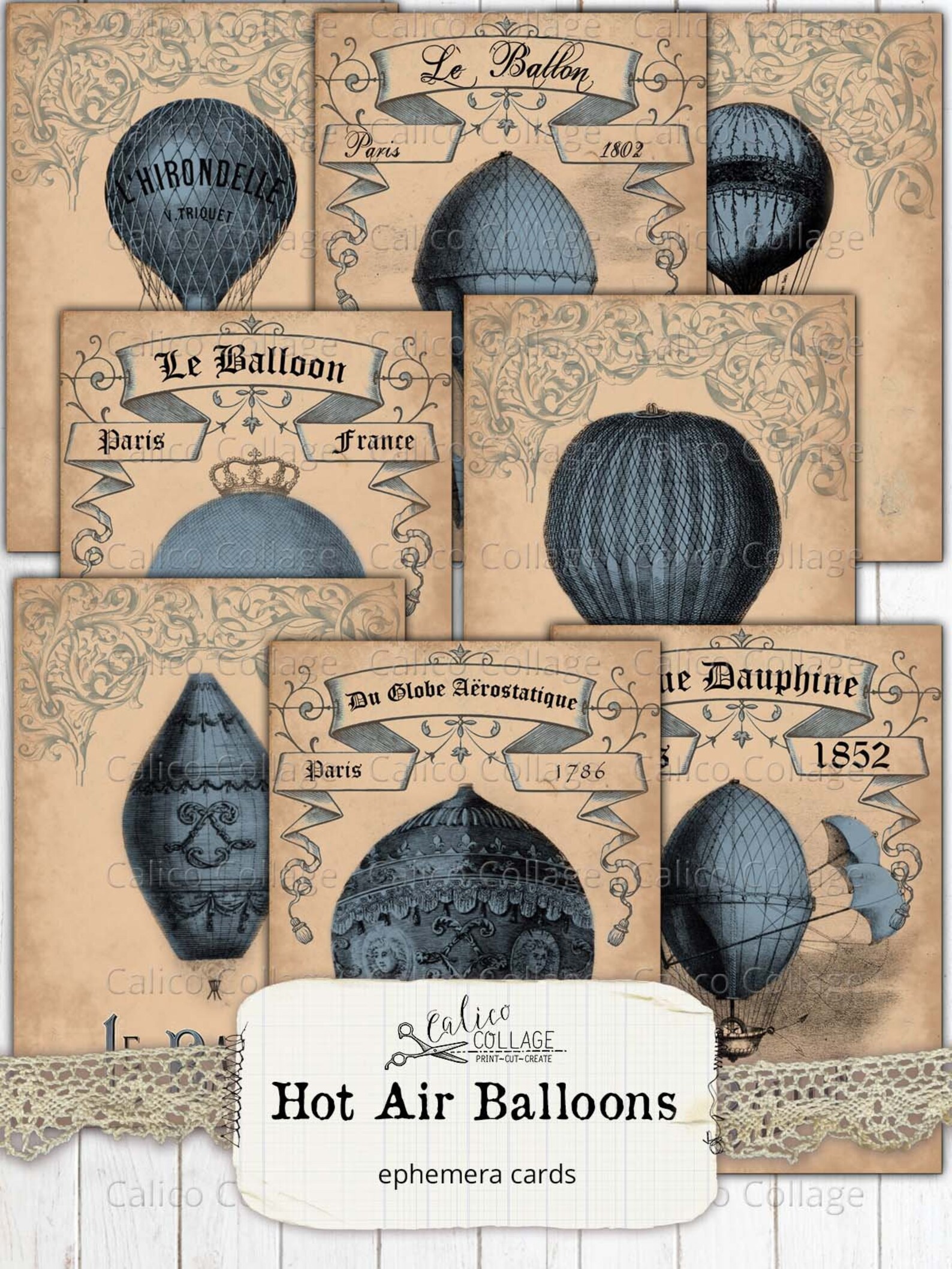 Vintage Hot Air Balloons Steampunk Ephemera Junk Journal | Etsy