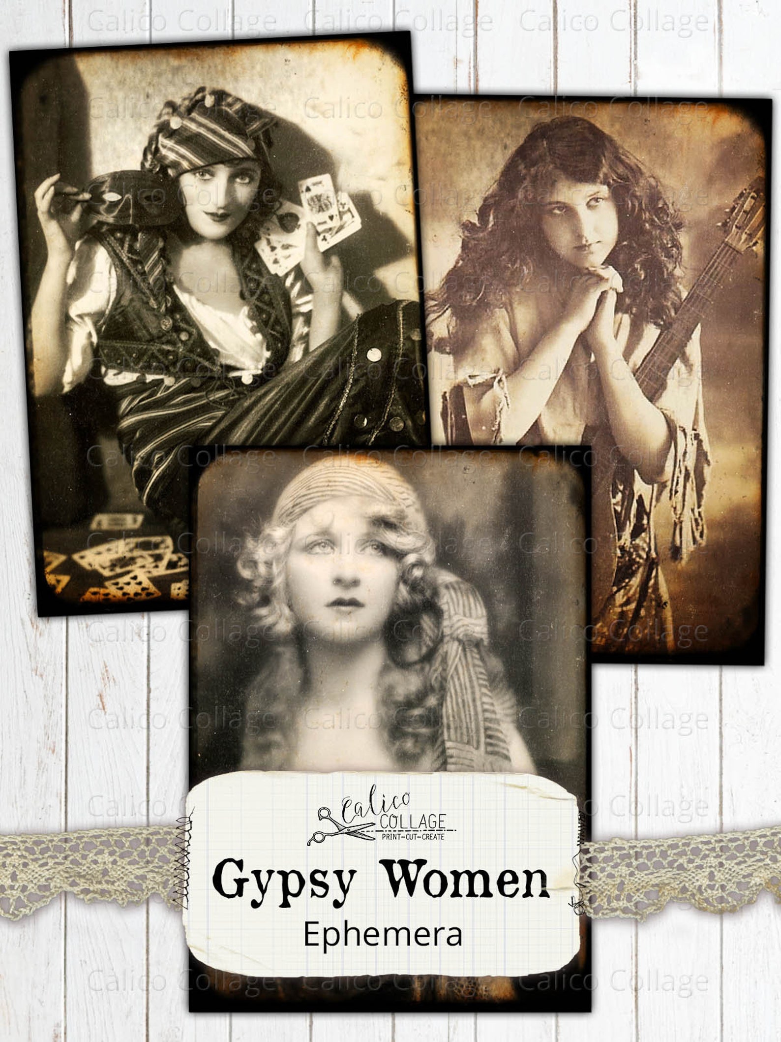 Printable Gypsy Women Junk Journal Ephemera Pack, Halloween Ephemera ...