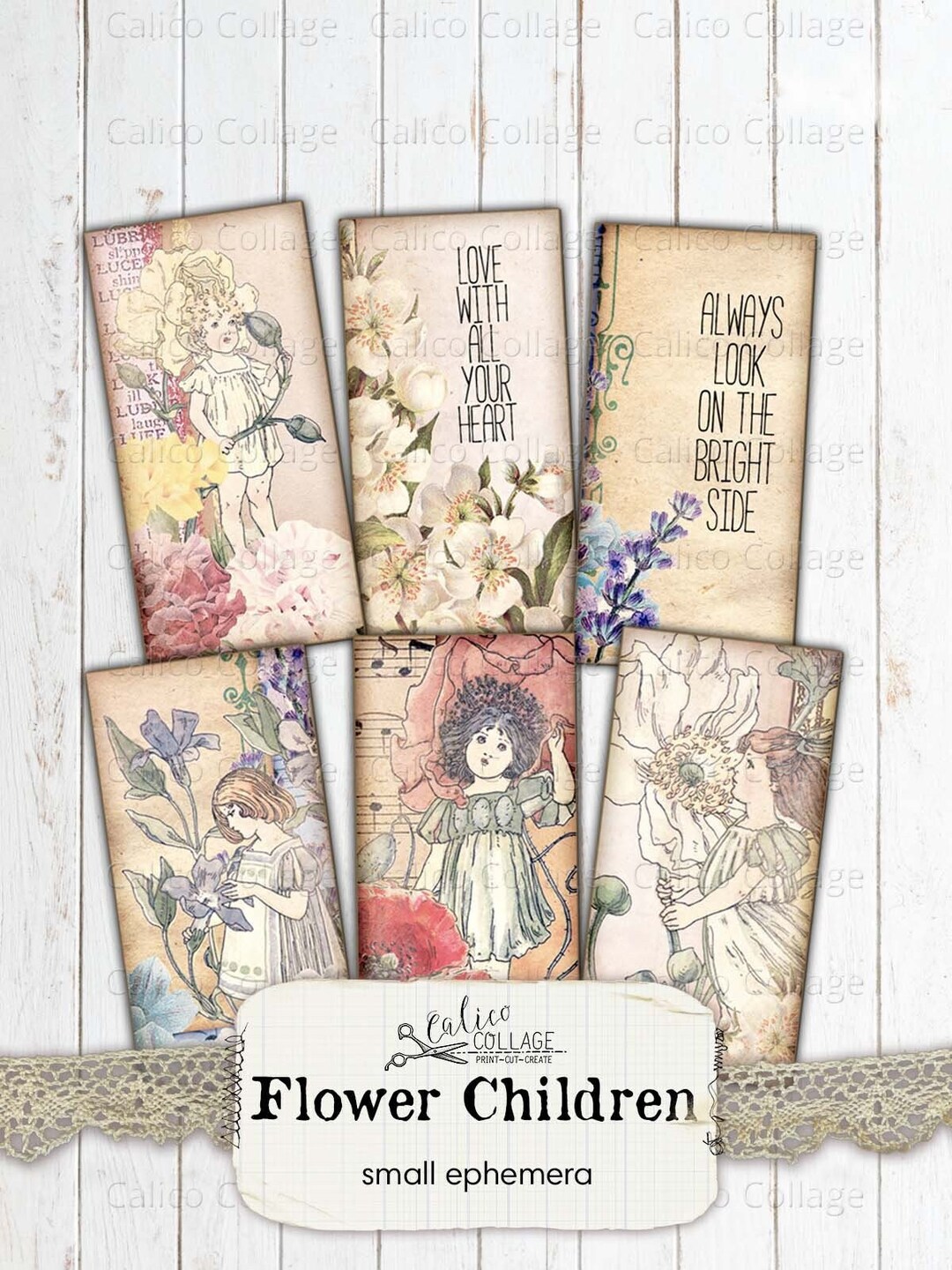 Flower Children Ephemera, Small Ephemera for Junk Journals, Bullet ...