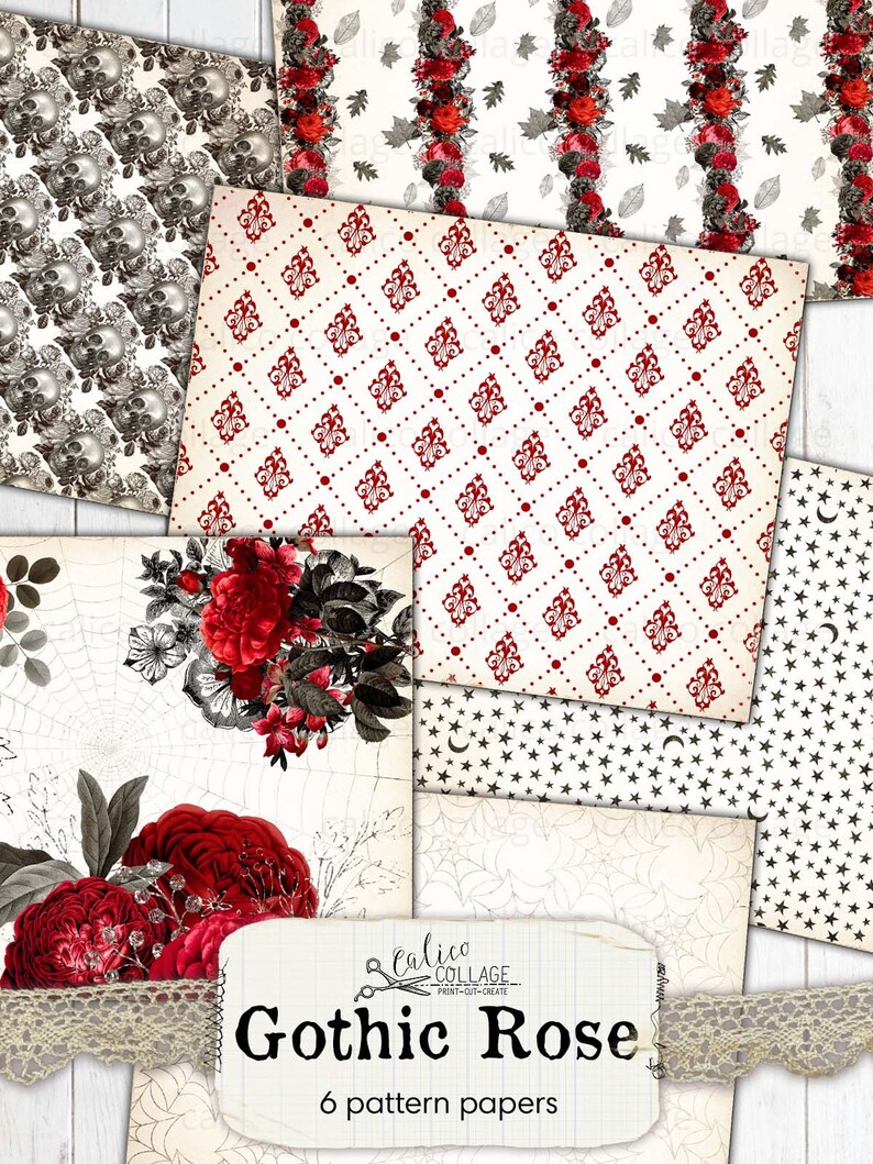 Gothic Halloween Junk Journal Printable Gothic Rose Ephemera - Etsy
