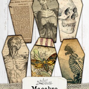 Macabre Coffin Tags, Printable Junk Journal Tags Ephemera Pack ...
