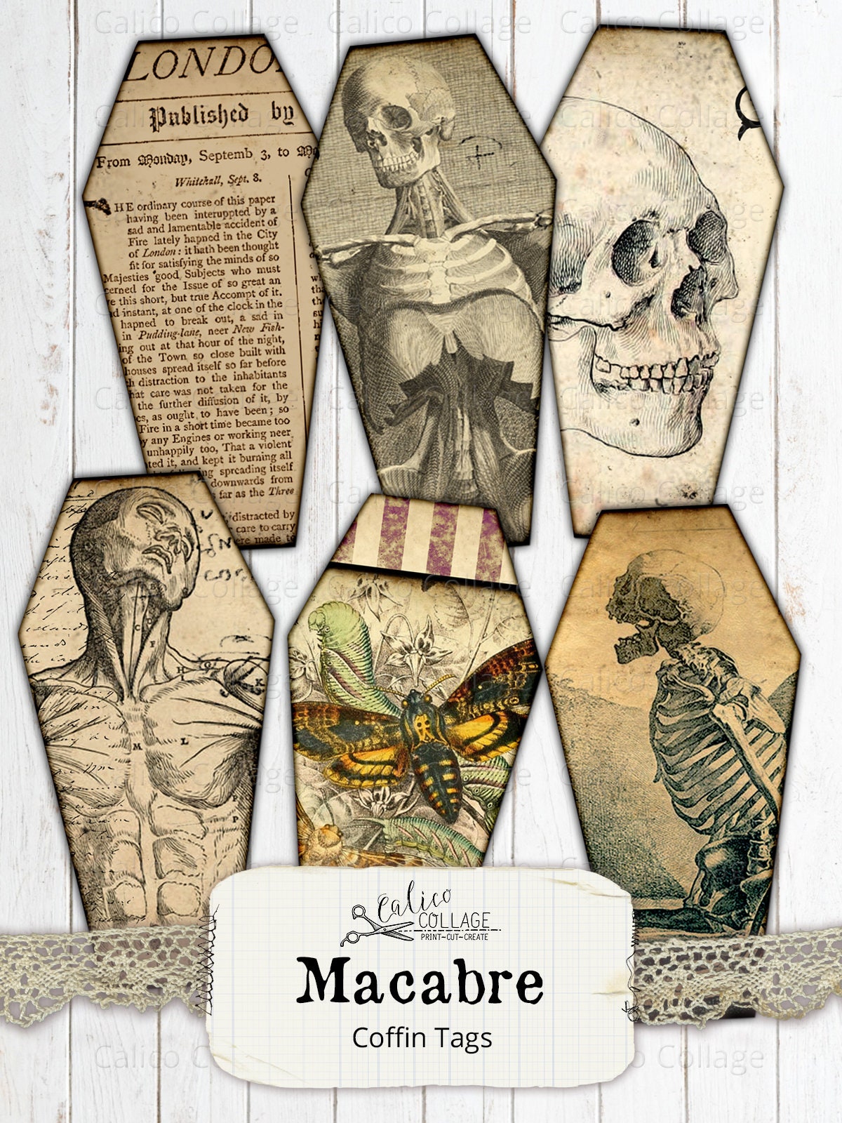 Macabre Coffin Tags Printable Junk Journal Tags Ephemera - Etsy
