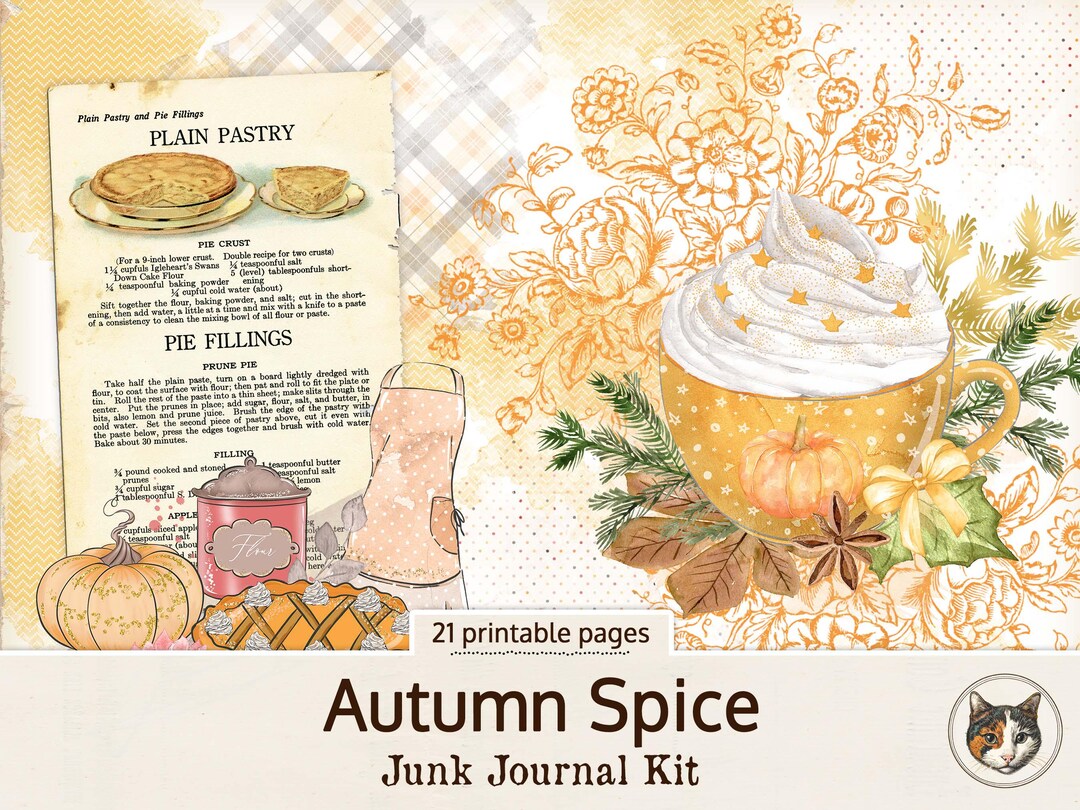 Autumn Spice Junk Journal Kit, Fall Junk Journal, Digital Download ...