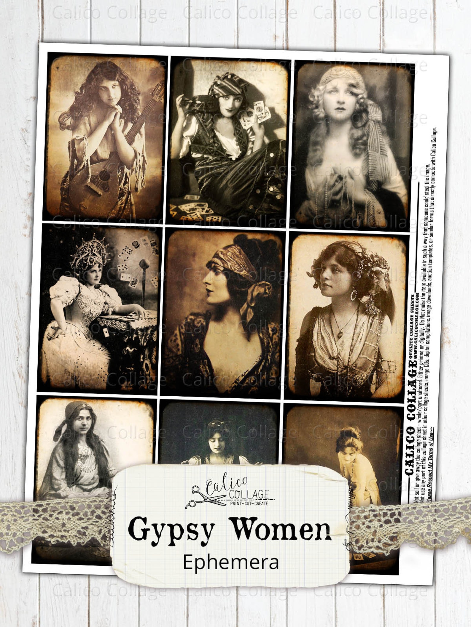 Printable Gypsy Women Junk Journal Ephemera Pack, Halloween Ephemera ...
