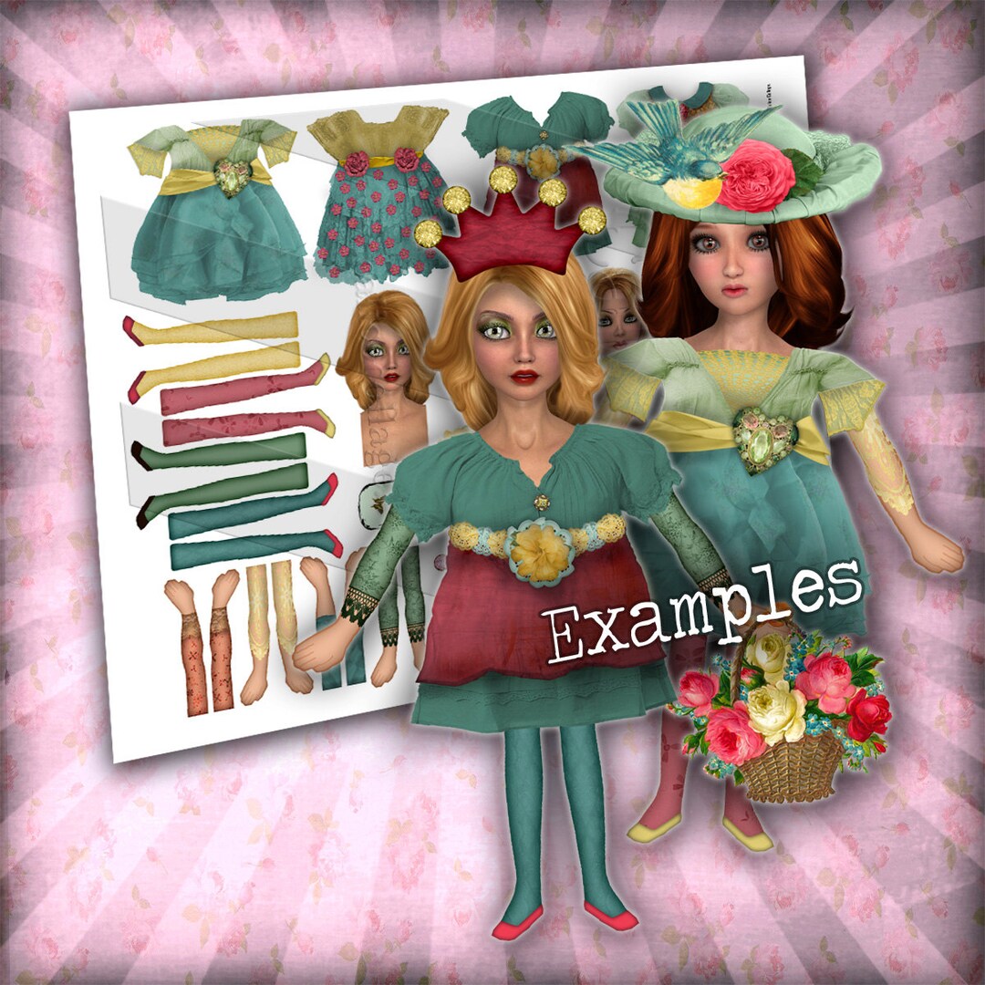 Printable, Paper Dolls, Digital, Collage Sheet, Just Minty Dolls ...