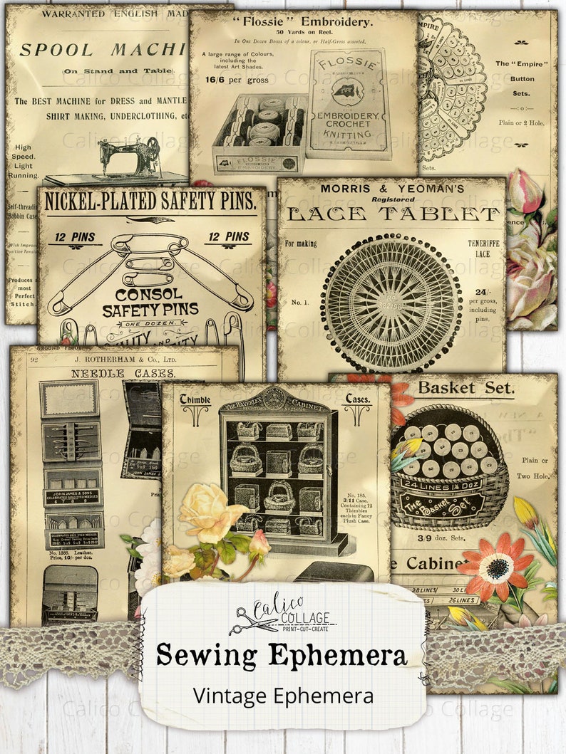 Sewing Ephemera Printable Journal Supplies Vintage Printable - Etsy