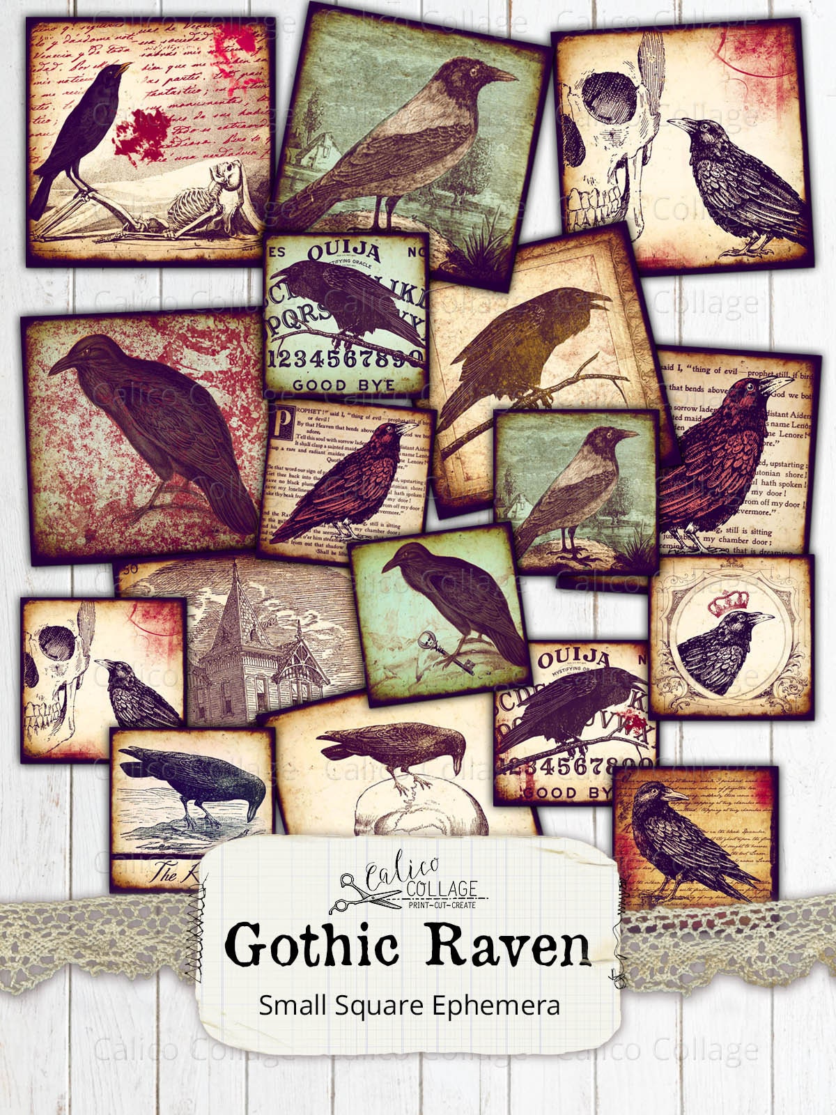 Printable Gothic Raven Junk Journal Ephemera Pack Vintage Etsy