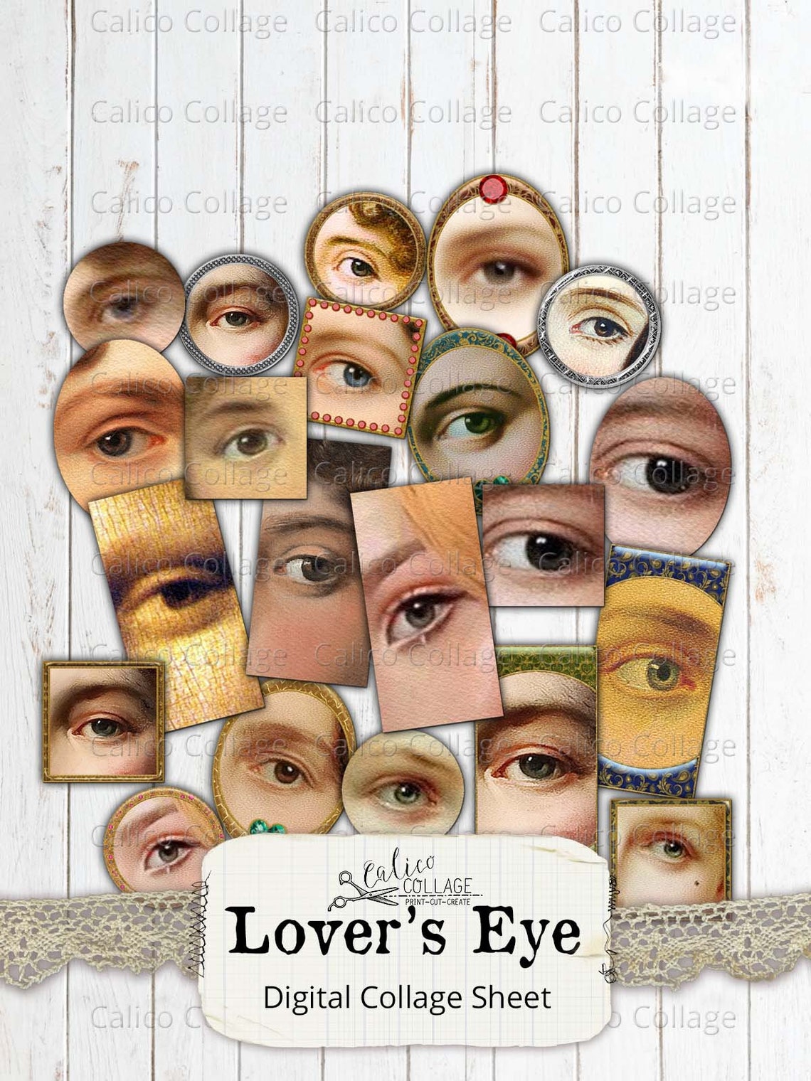 Printable Lovers Eye Pendent Images Digital Collage Sheet | Etsy