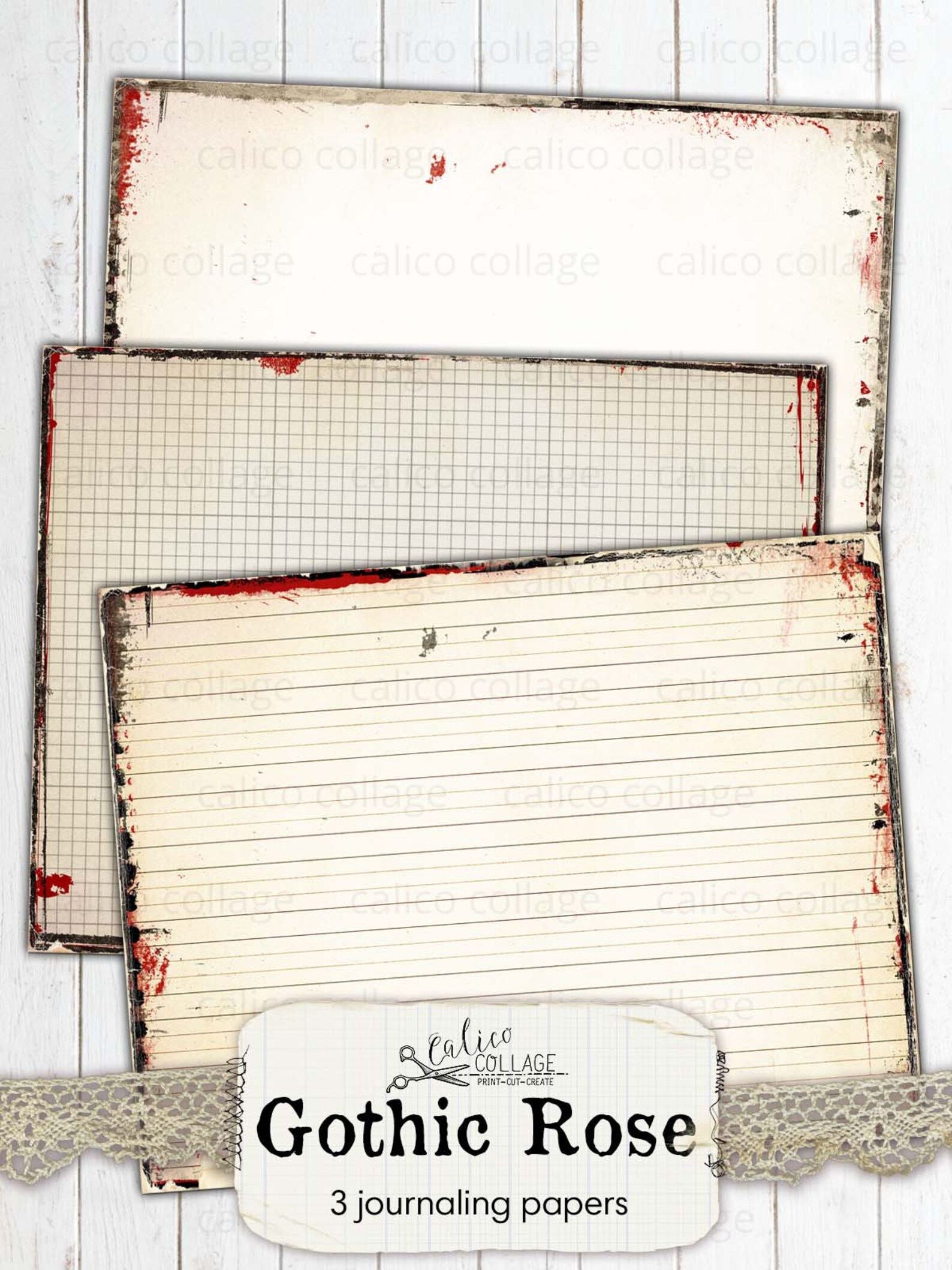 Gothic Halloween Junk Journal Printable Gothic Rose Ephemera - Etsy