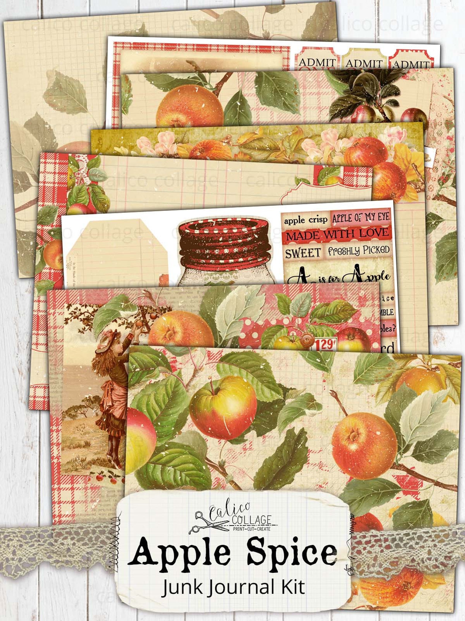 Apple Spice Autumn Junk Journal Kit, Printable Vintage Ephemera ...