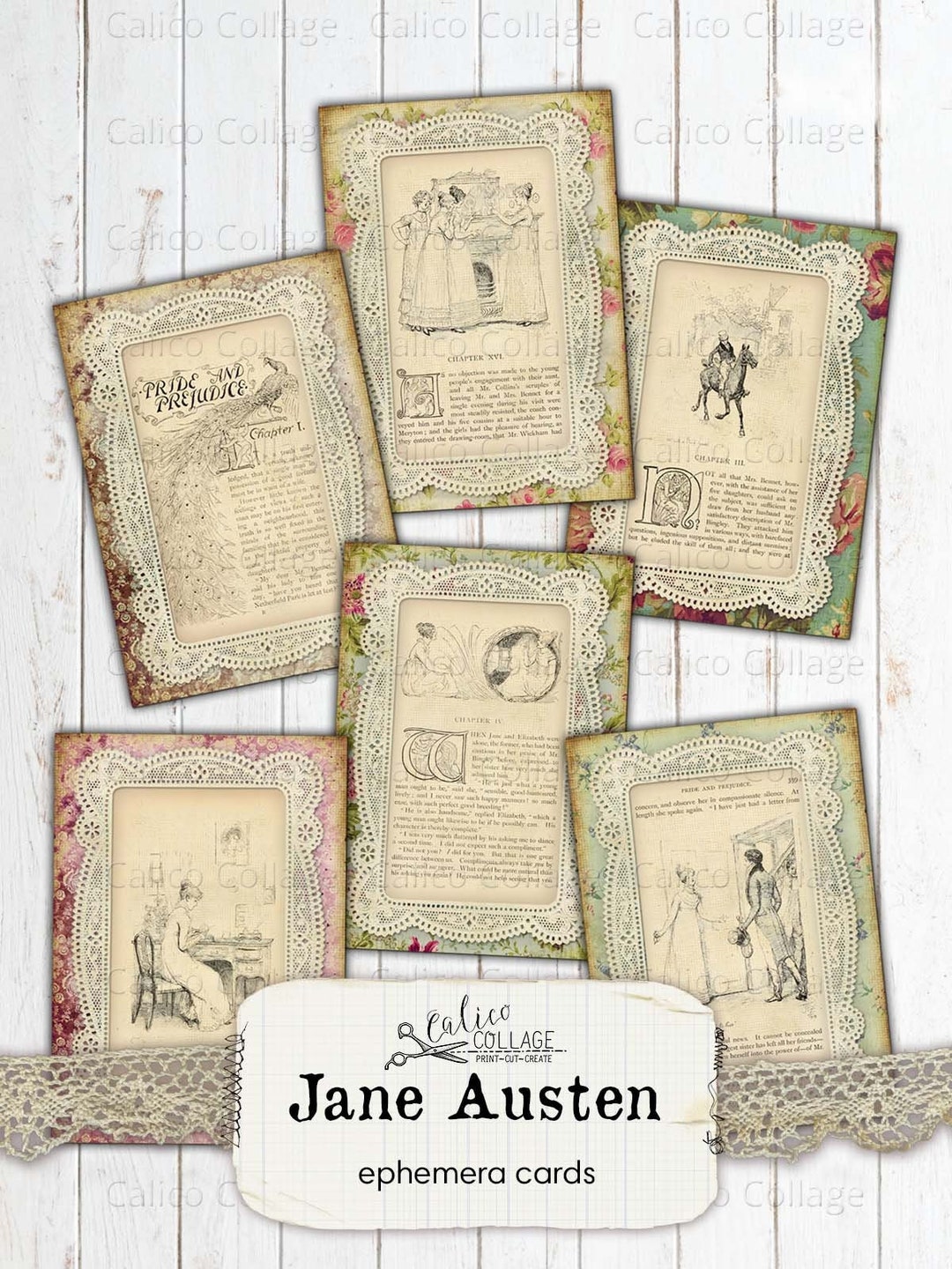 Jane Austen Printable Ephemera Cards, Regency Ephemera Pack, Vintage ...