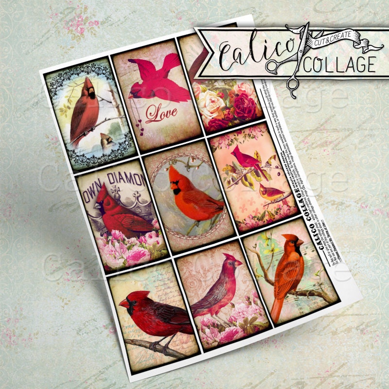 Printable Cardinal Red Bird Journaling Cards Junk Journal - Etsy
