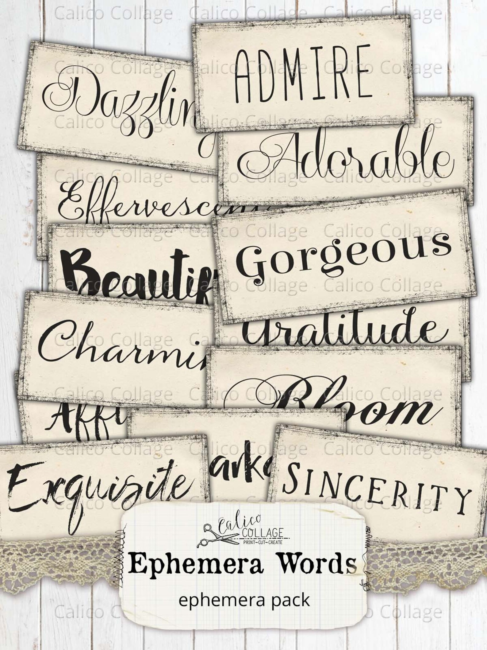 Printable Ephemera Words, Junk Journal Supplies, Scrapbook Ephemera ...