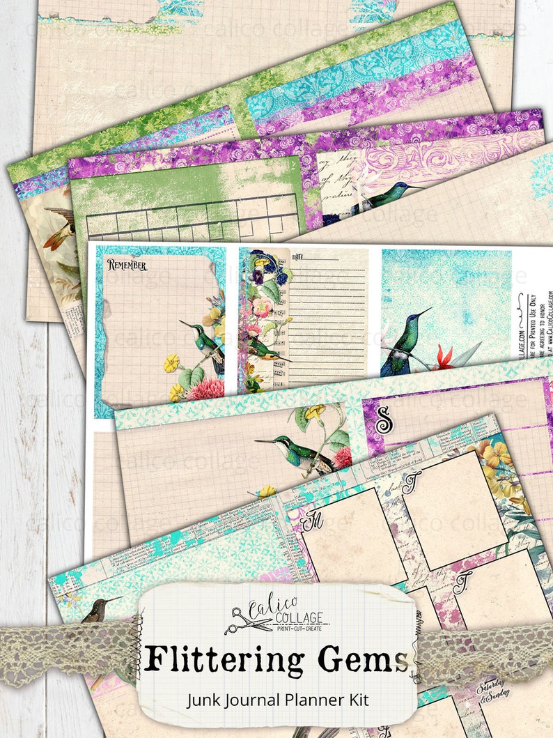 Hummingbird Printable Planner Kit Junk Journal Supplies - Etsy