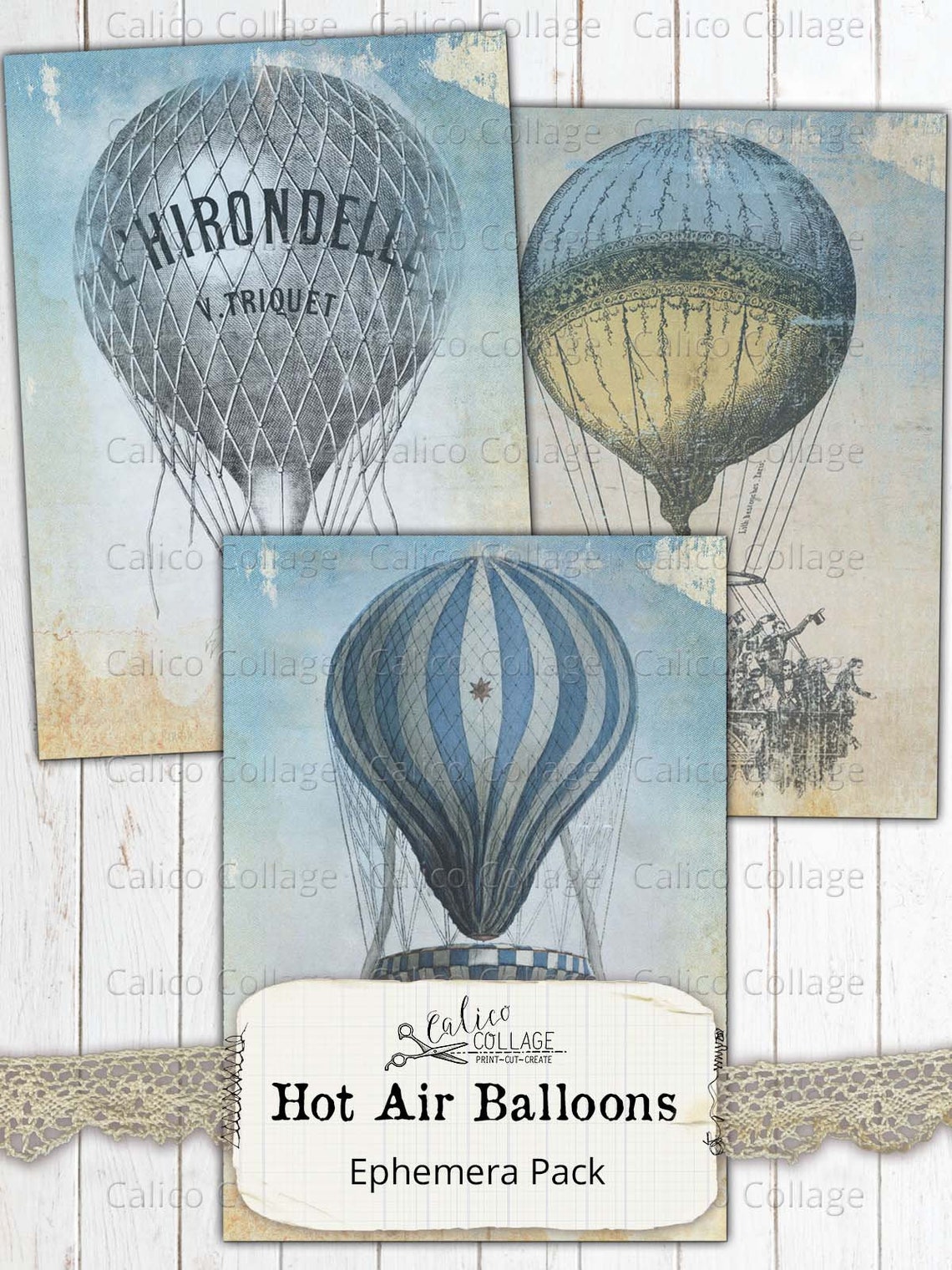 Hot Air Balloons Junk Journal Ephemera Pack Journal Supplies | Etsy