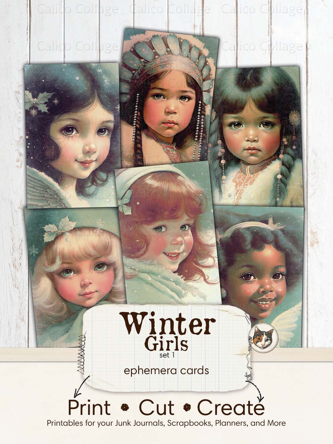 Retro Winter Ephemera for Junk Journals, Winter Ephemera Cards, 1970s ...