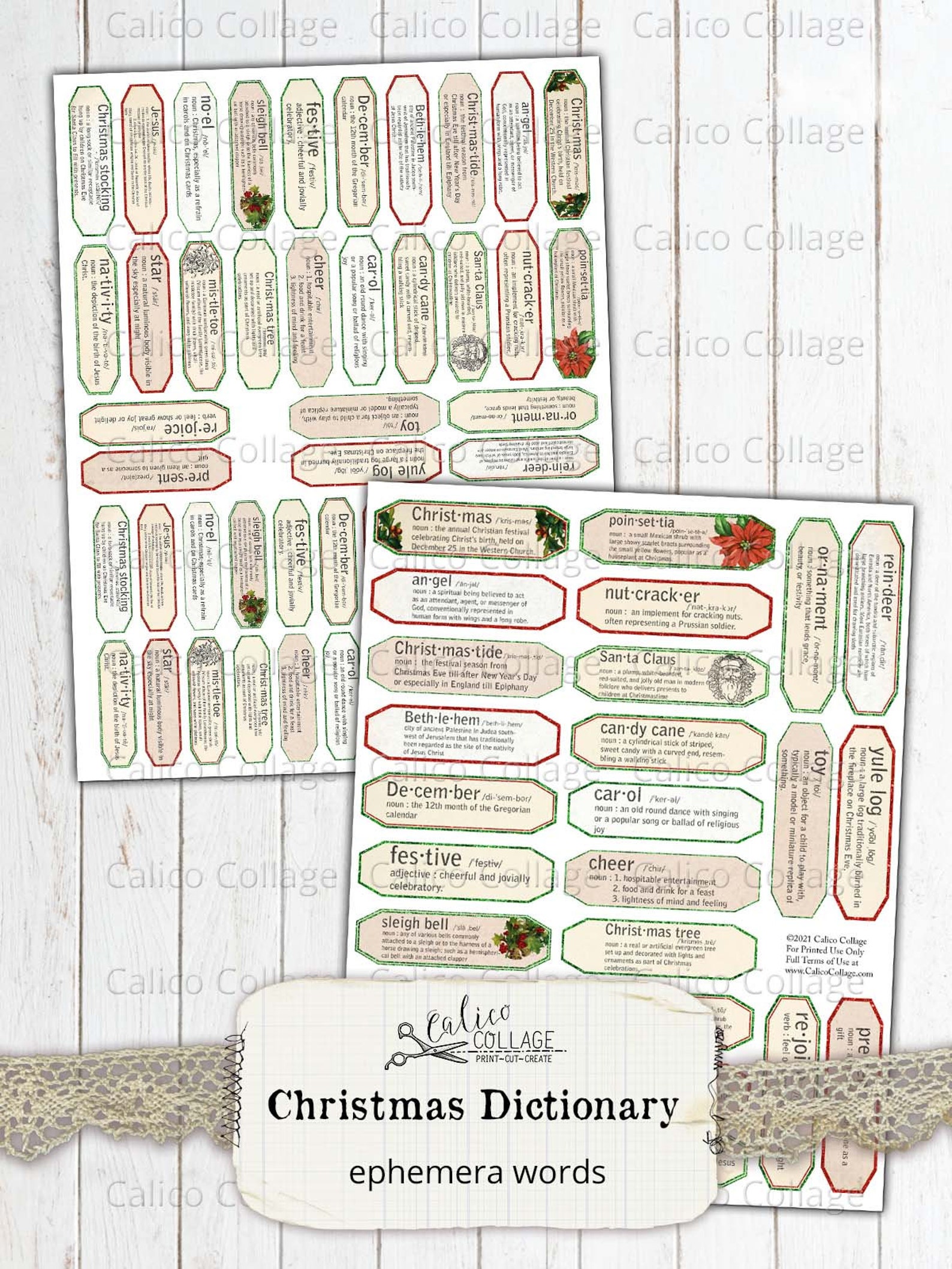 Digital Christmas Dictionary Ephemera Words Junk Journal - Etsy