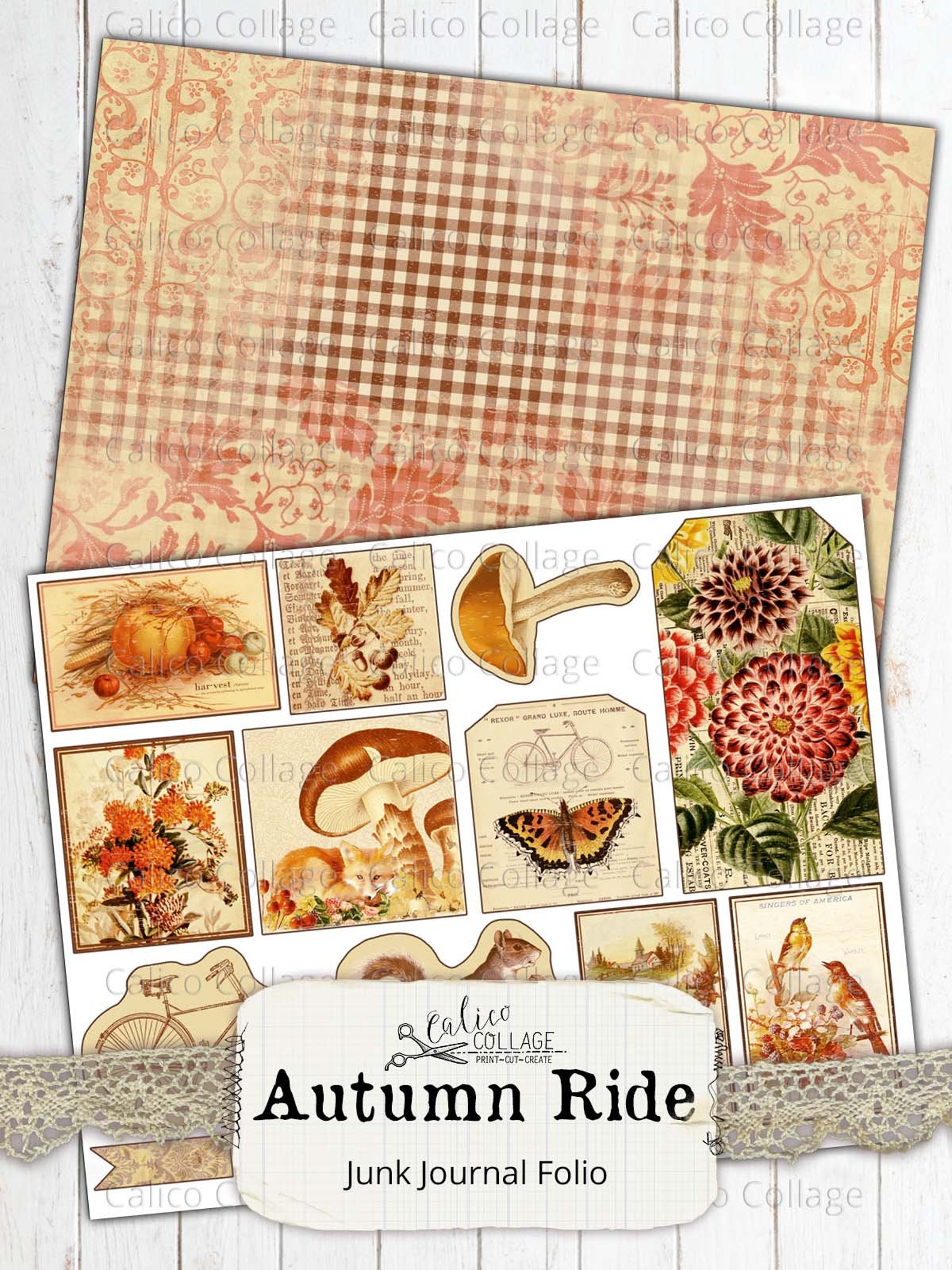 Autumn Junk Journal Folio, Junk Journal Kit, Autumn Ride, Fall Ephemera ...