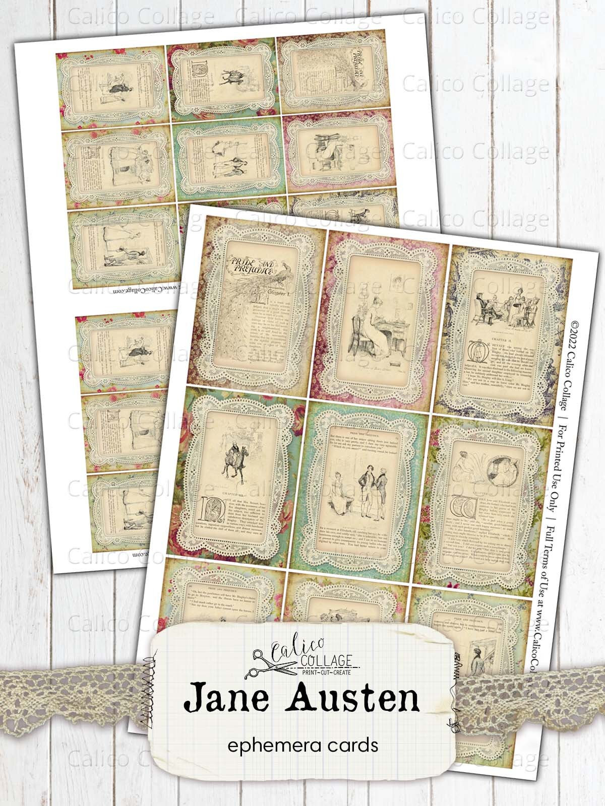 Jane Austen Printable Ephemera Cards Regency Ephemera Pack - Etsy