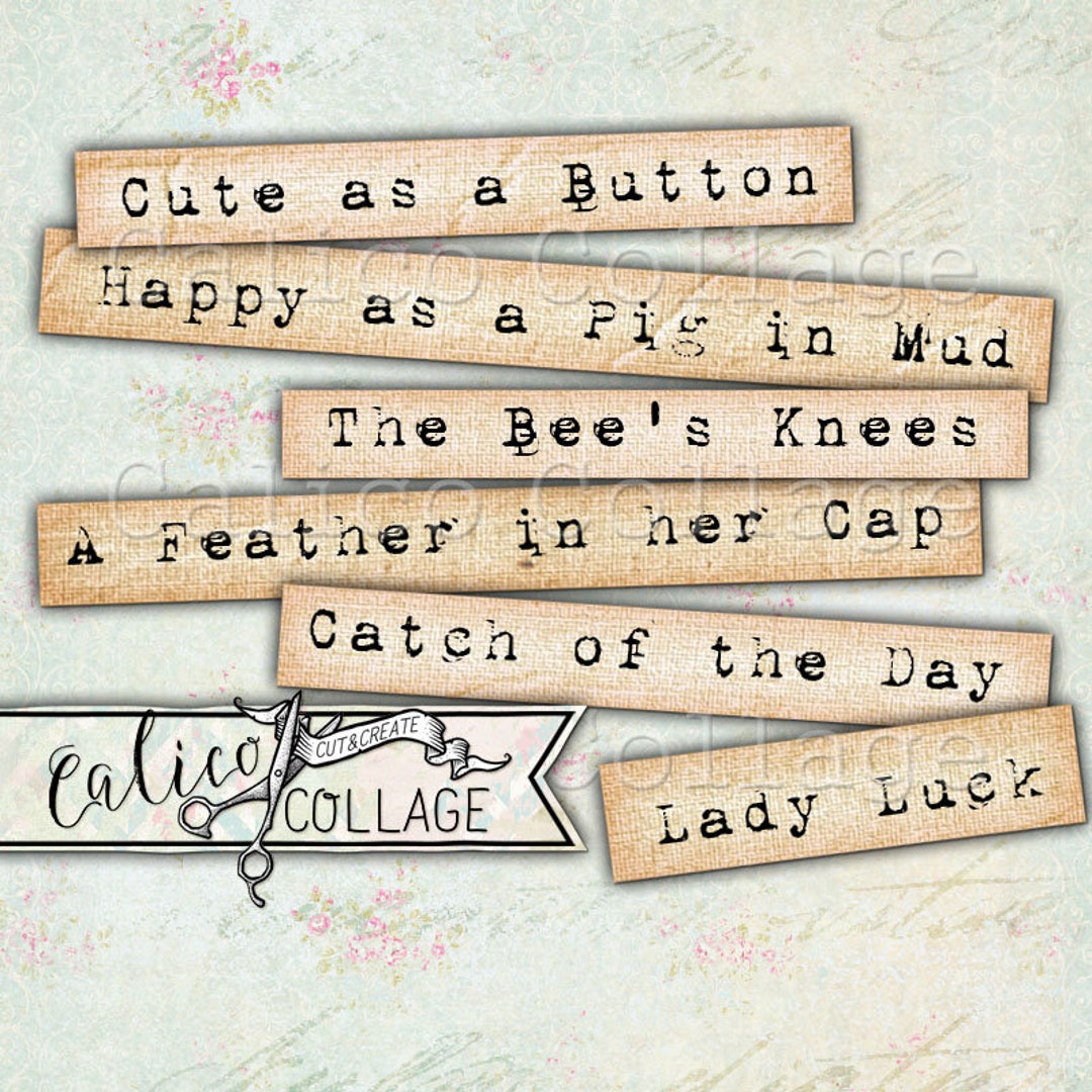 Cliche Phrases Digital Collage Sheet Altered Art Words Digital Altered ...