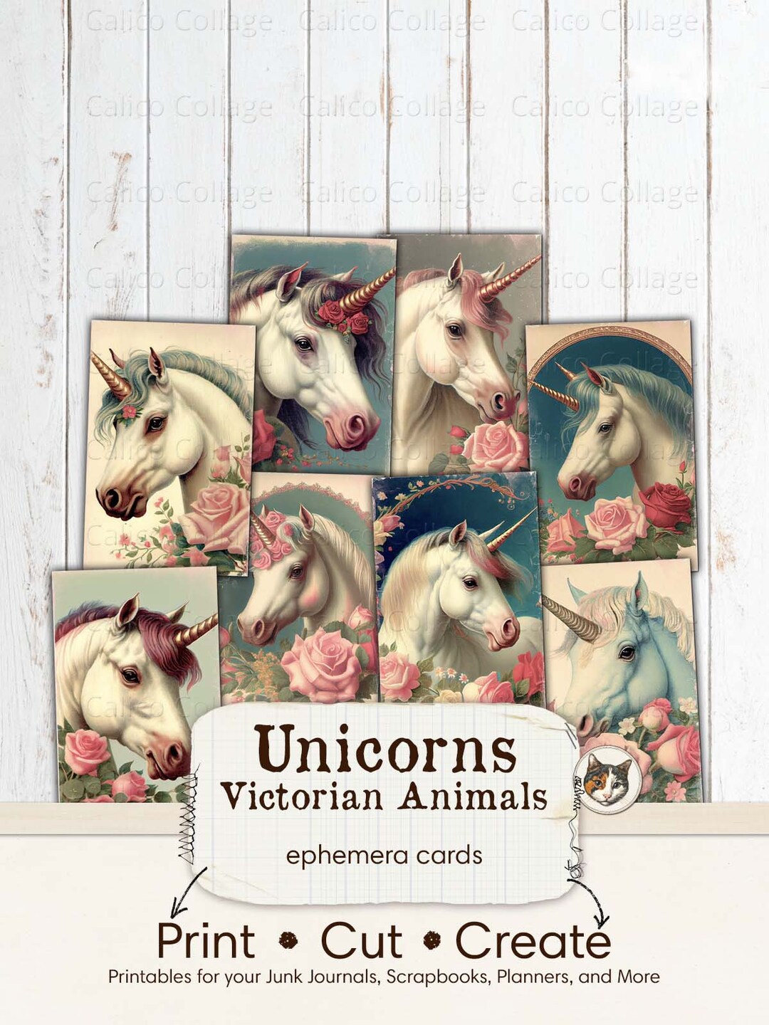 Unicorn Ephemera for Junk Journals, Printable Ephemera Fairytale ...