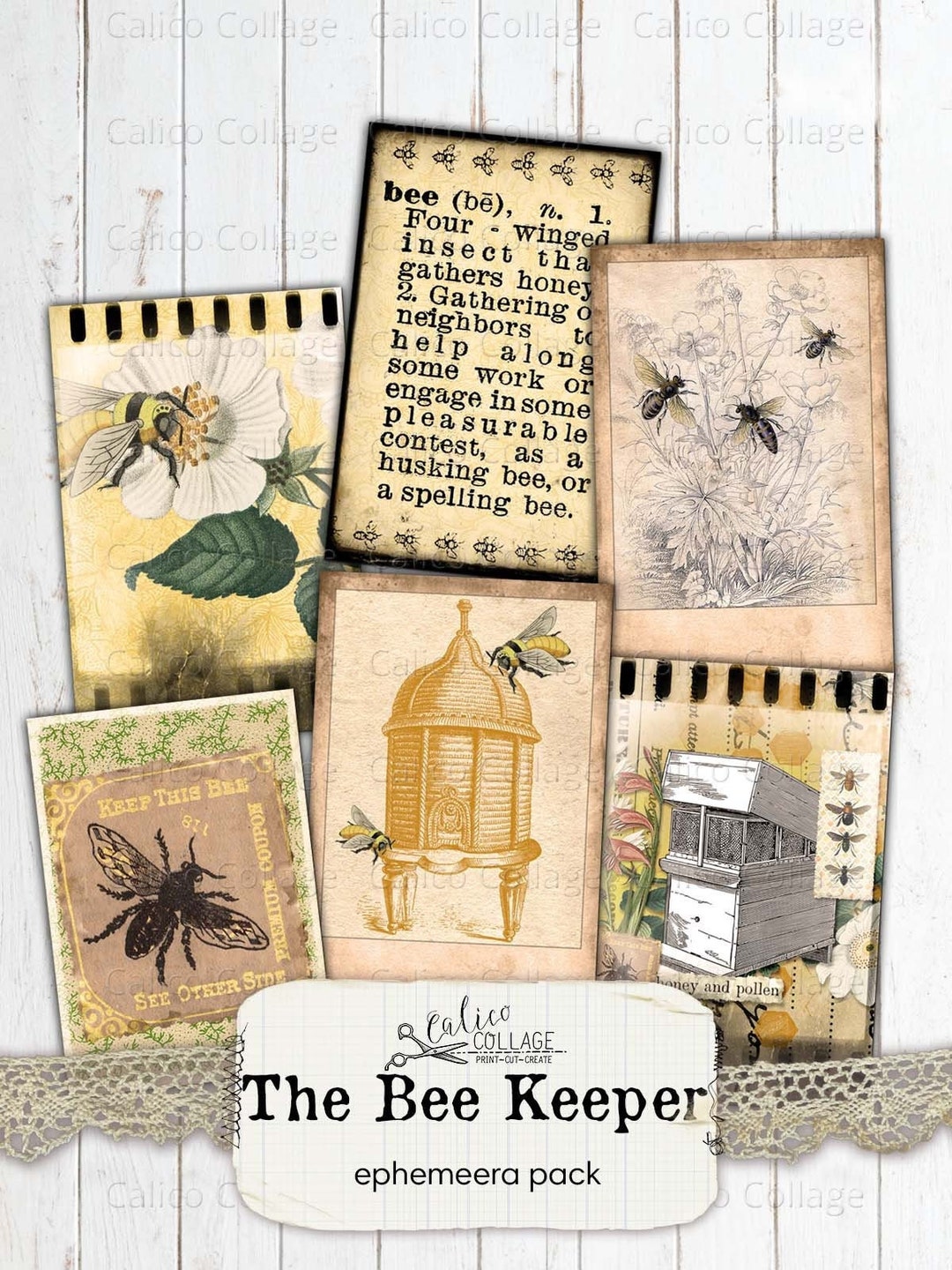 Bee Ephemera Pack, Vintage Bee Ephemera, Honeybee Junk Journal Ephemera ...