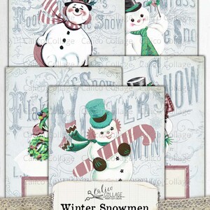 Printable Winter Snowmen Ephemera Cards, Junk Journal Ephemera Pack ...