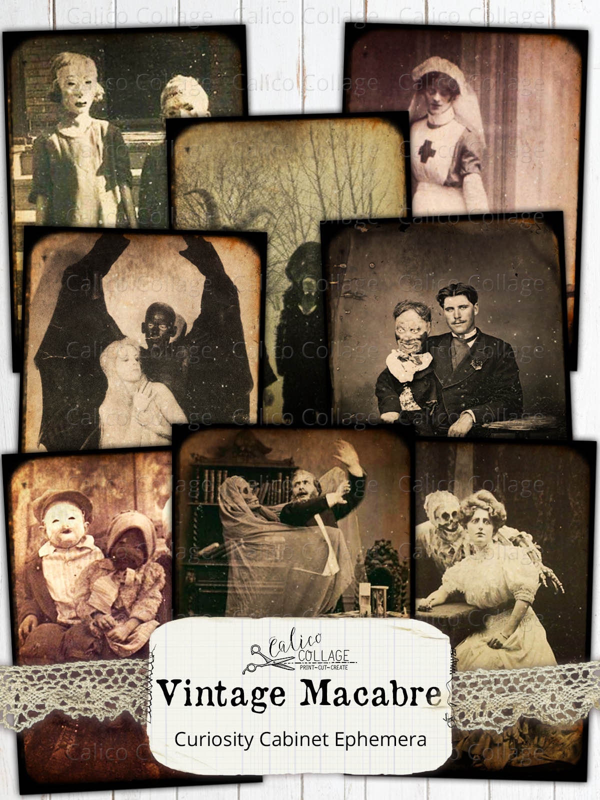 Vintage Macabre Curiosity Cabinet Ephemera Printable Junk Journal Tags ...