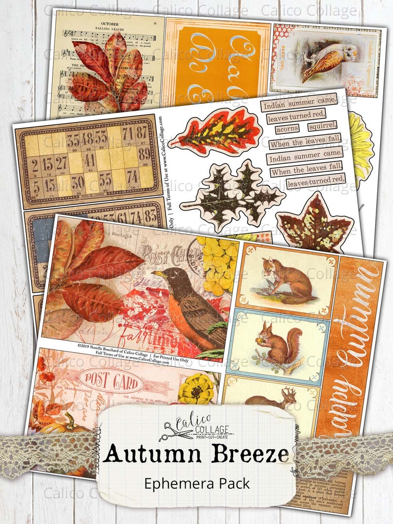 Printable Autumn Ephemera Pack Junk Journal Kit Vintage Fall - Etsy UK