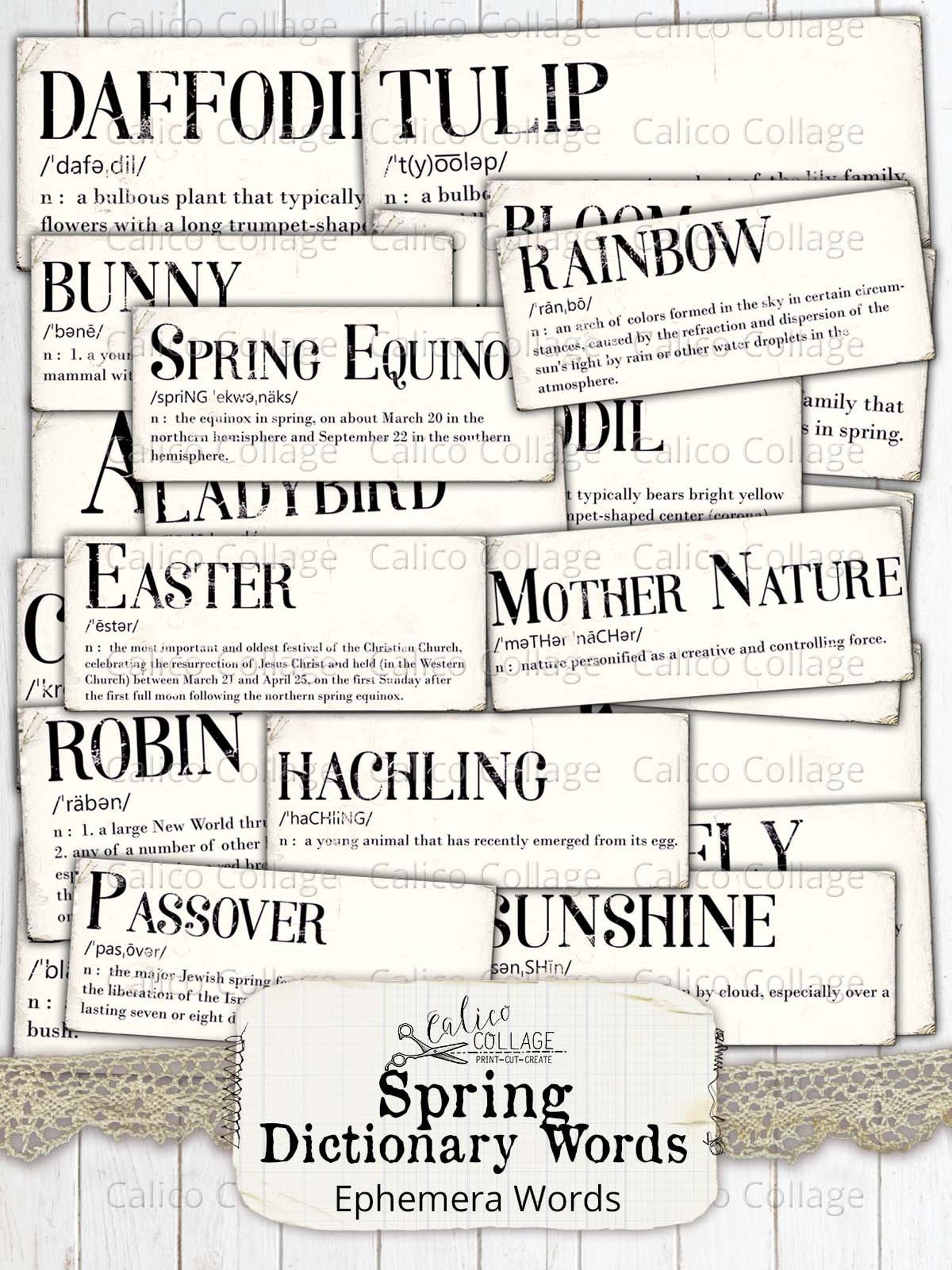 Spring Dictionary Definition Words Junk Journal Supplies - Etsy